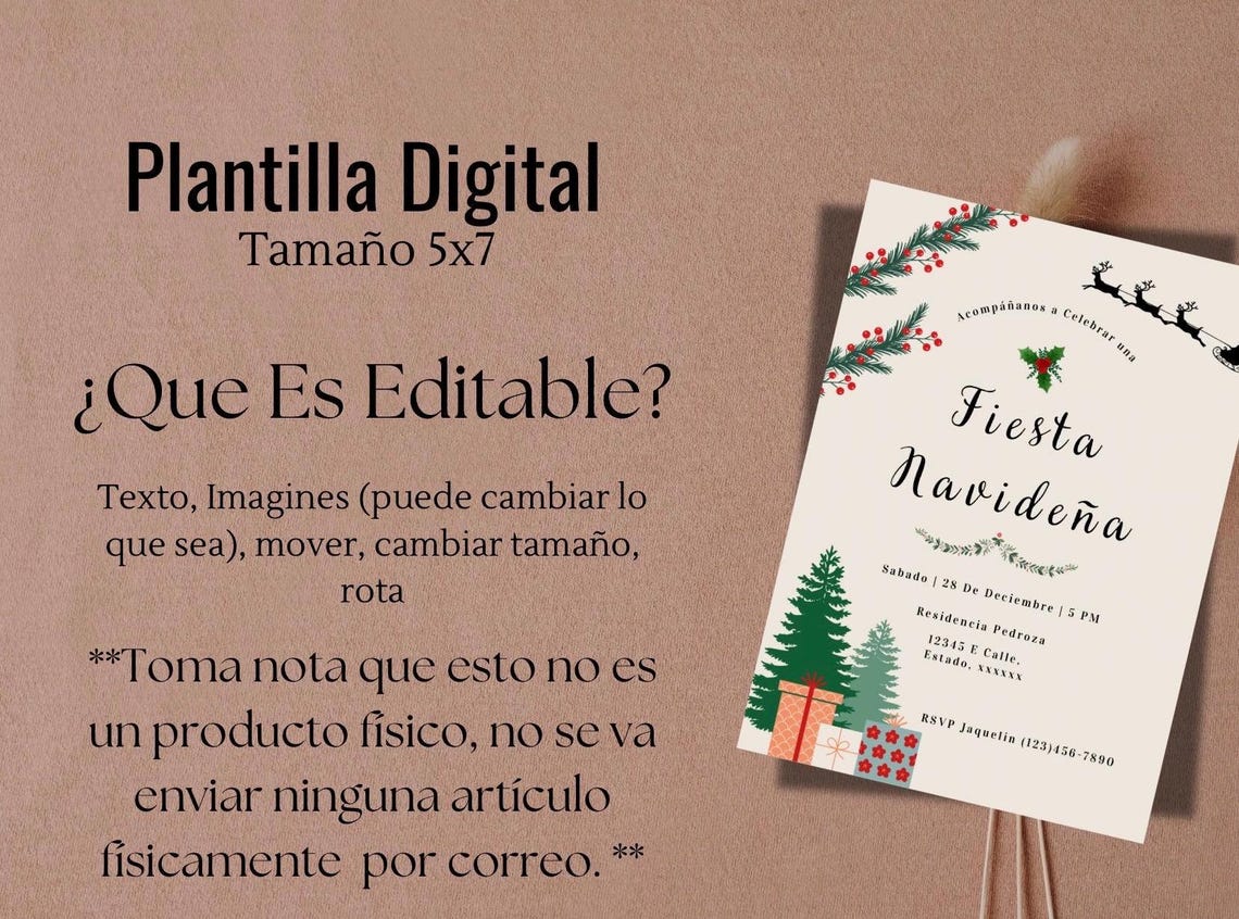 Invitación De Fiesta Navideña, Fiesta De Navidad, Feliz Navidad Invitación Printable Christmas ...