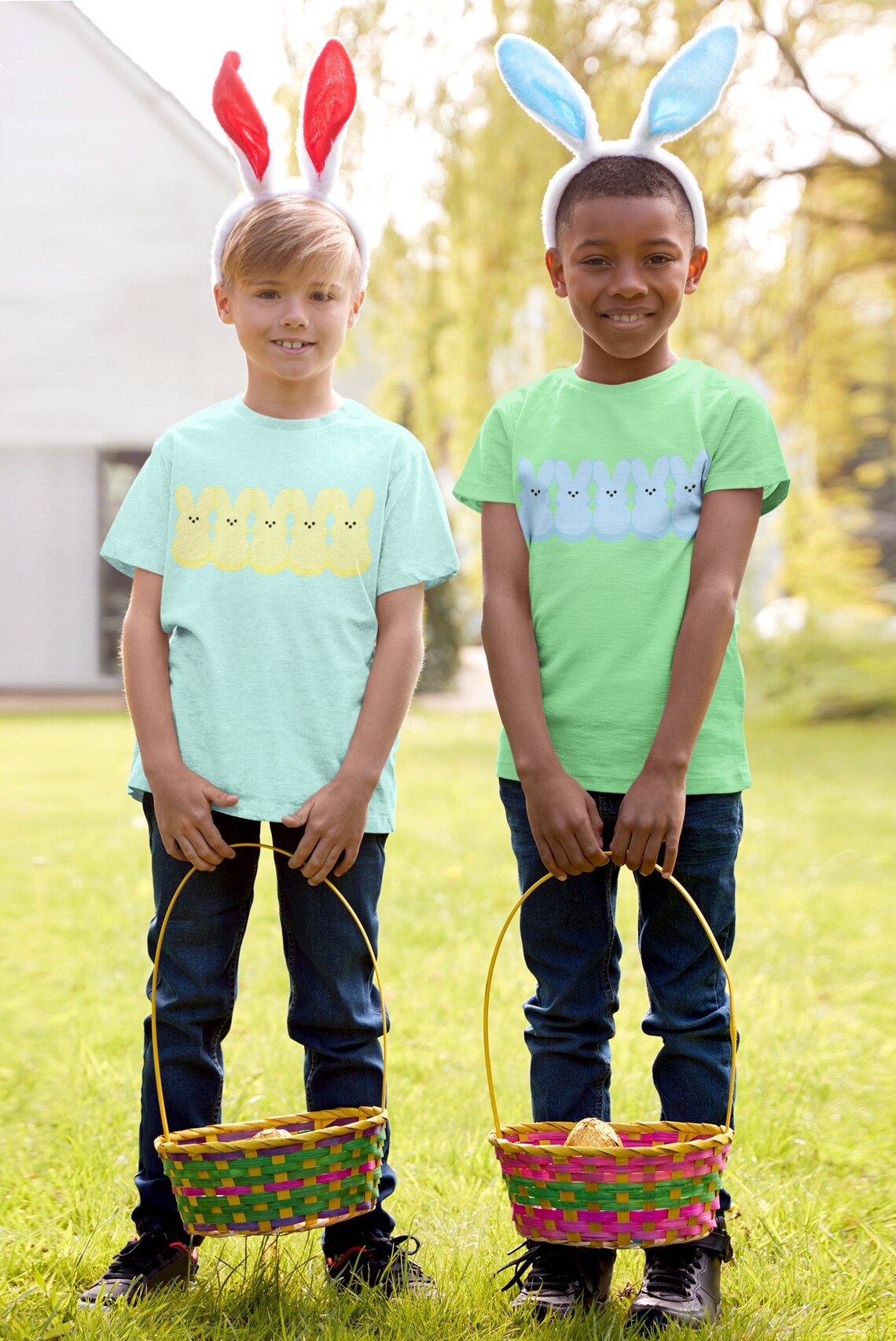 Peeps PNG SVG DXF Pastel 5-color Rainbow Bunnies Cute Spring & Easter ...