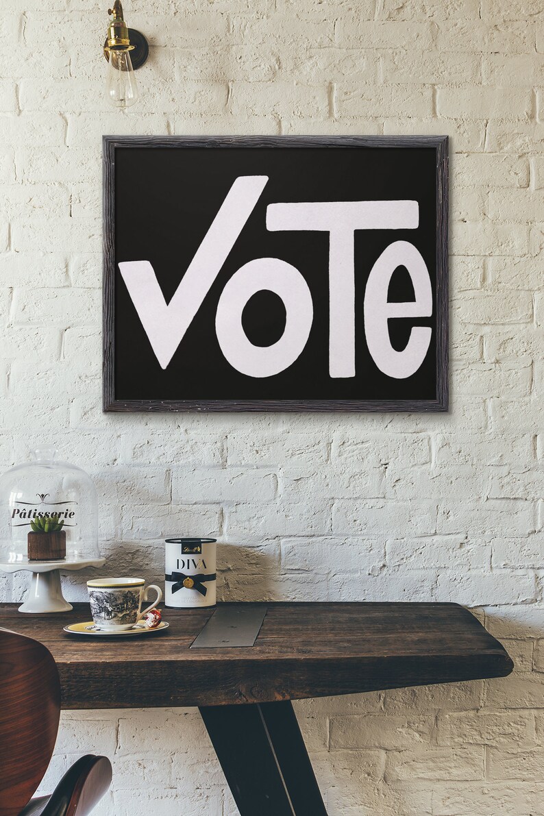 Vote Hand Drawn White on Black PNG Sublimation Print Clip Art Stickers ...