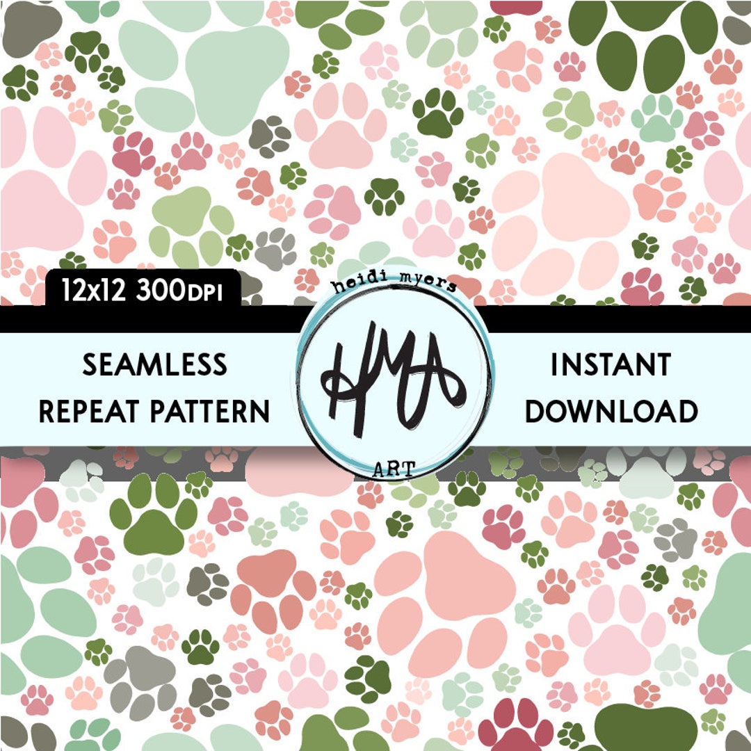 Paw Print Digital Seamless Repeat English Garden Palette 12x12 300dpi ...