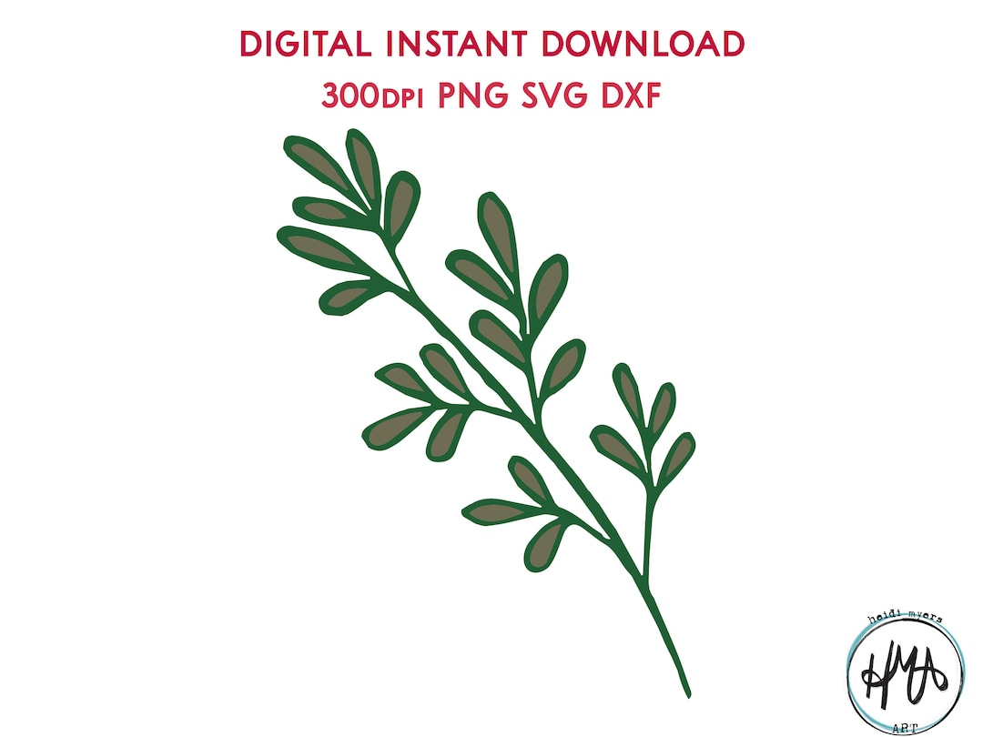 Olive Green Leaf Sprig Digital Instant Download 300dpi PNG SVG DXF for ...