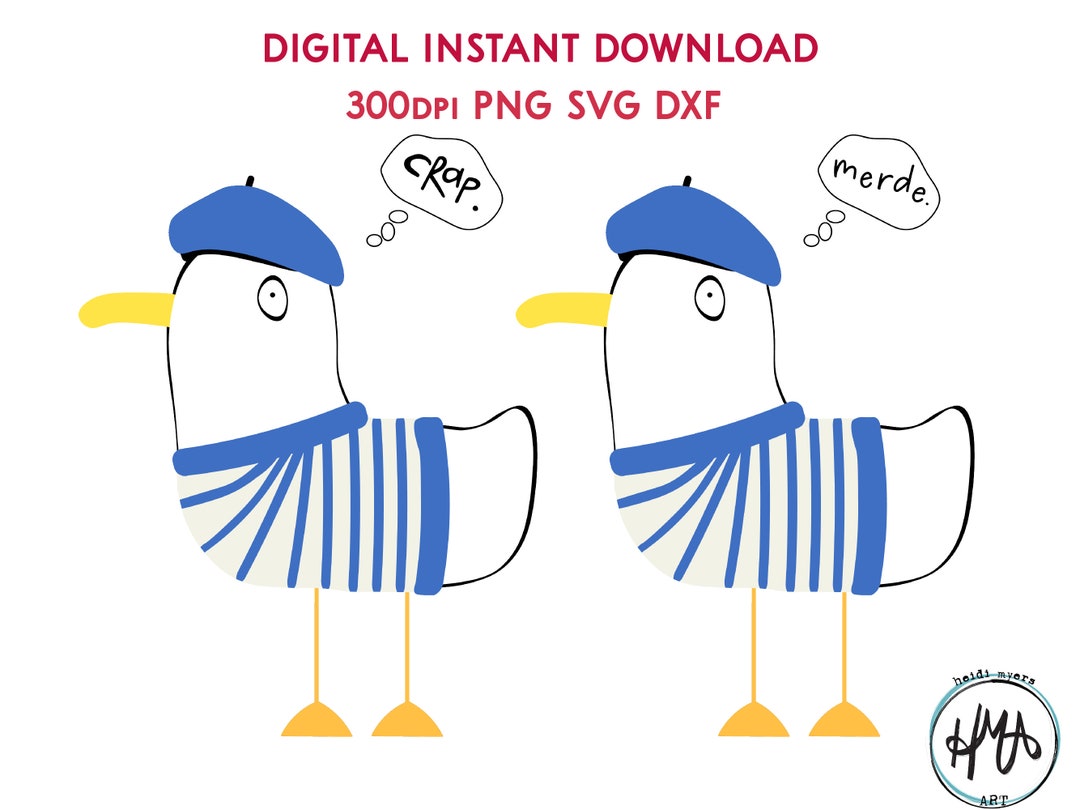 Seagull Cursing PNG SVG DXF Salty French Seagull "jacques Segal" Clip ...