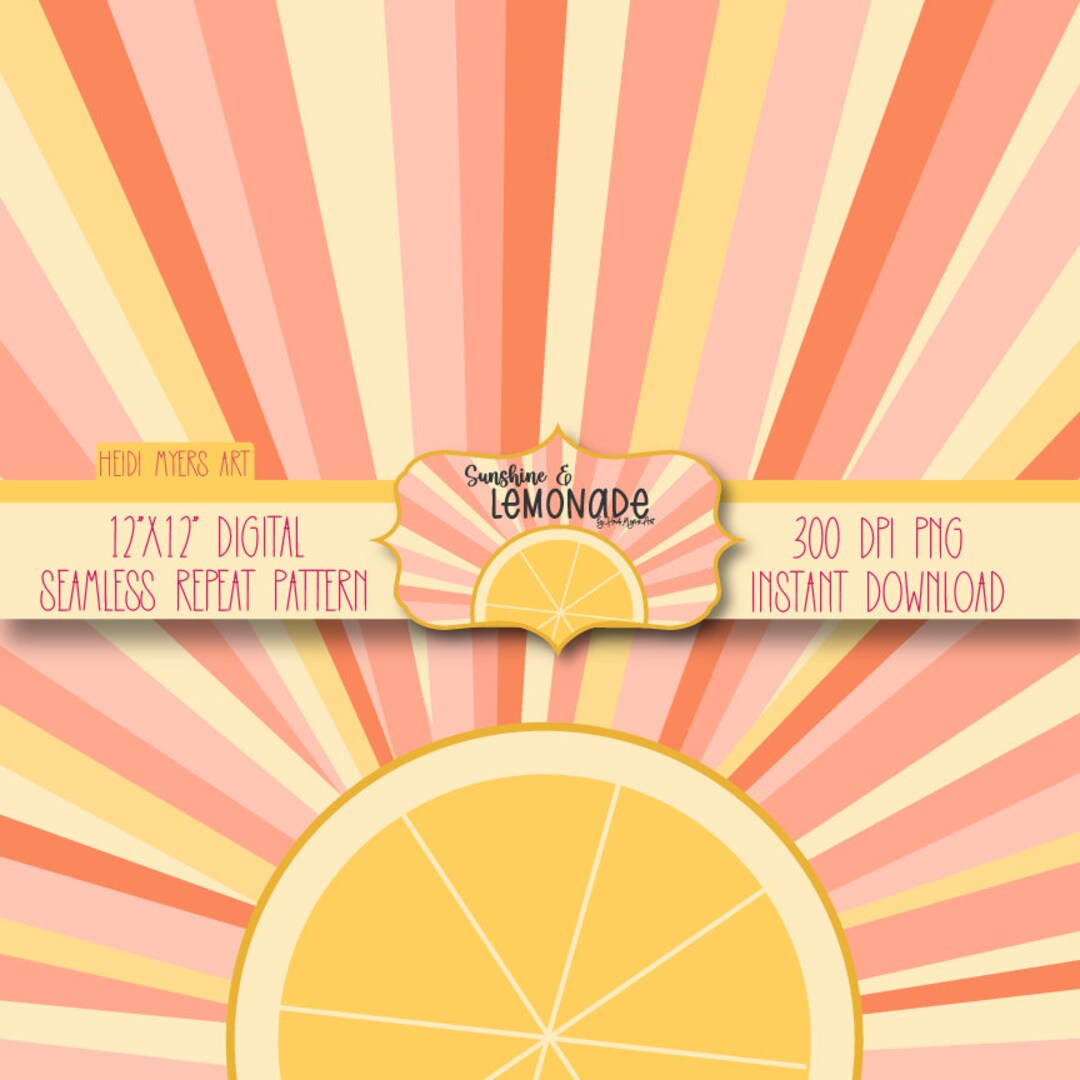 Rising Lemon Sun in Shades of Orange & Yellow Digital Scrapbook Paper ...
