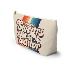 Whimsical Retro Rainbow "caution: Swears Like a Sailor", 300dpi PNG ...