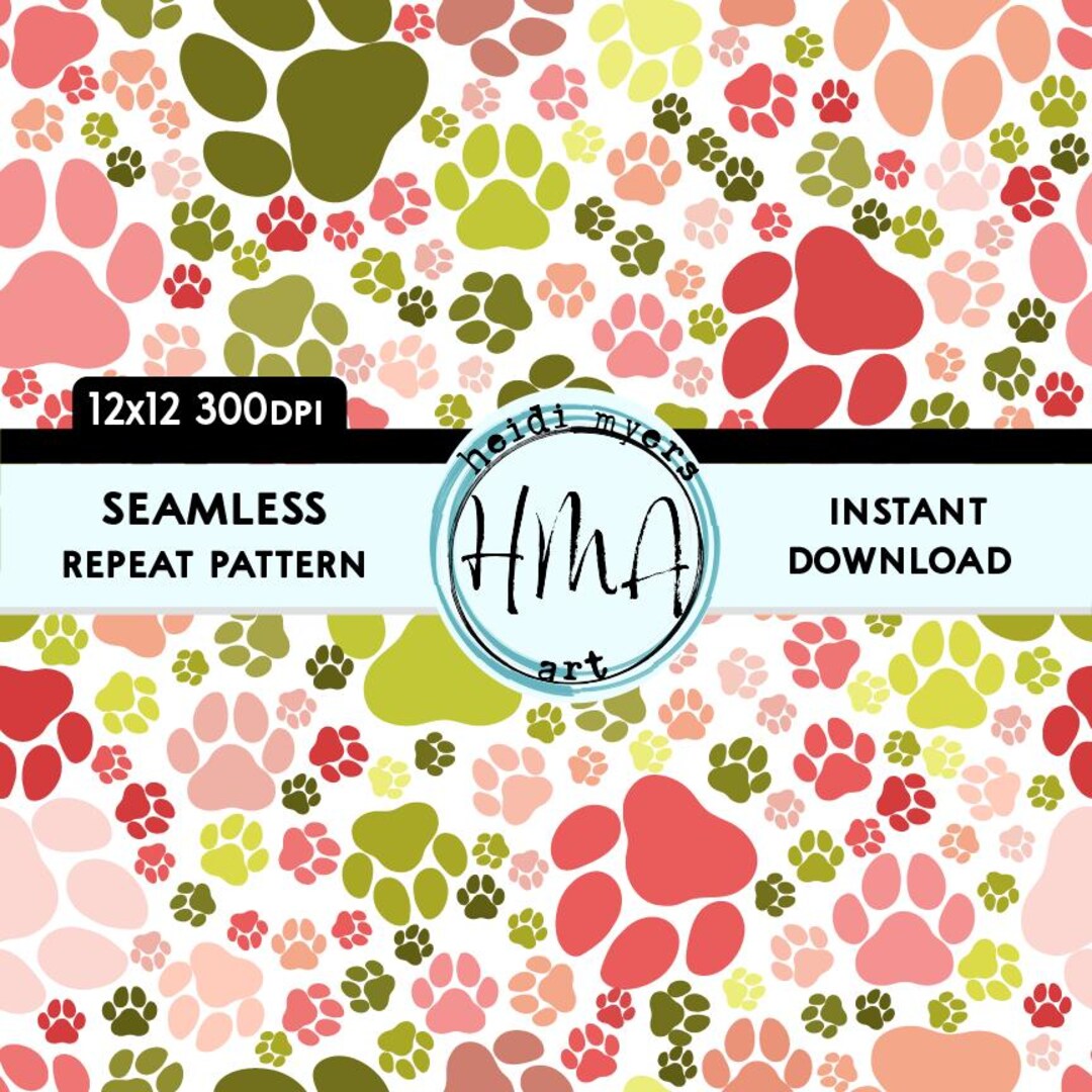 Pretty Paw Print Pattern, Peruvian Lilies Palette, Printable PNG for ...
