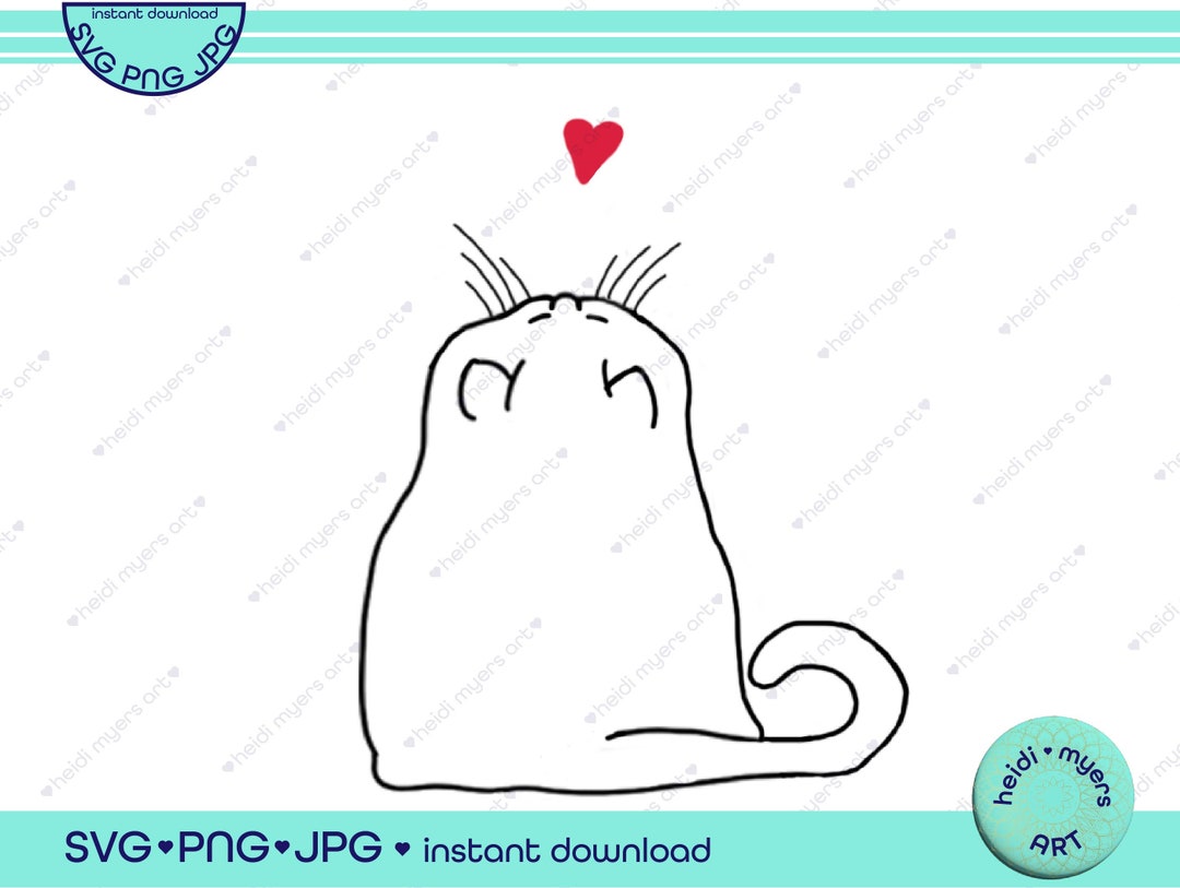 Cat Heart Line Art SVG PNG JPG, Love, Cat Lover, Cat T-shirt Design ...