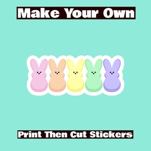 Peeps PNG SVG DXF Pastel 5-color Rainbow Bunnies Cute Spring & Easter ...