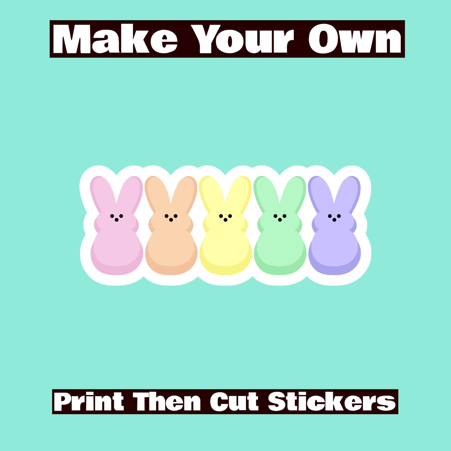 Peeps PNG SVG DXF Pastel 5-color Rainbow Bunnies Cute Spring & Easter ...