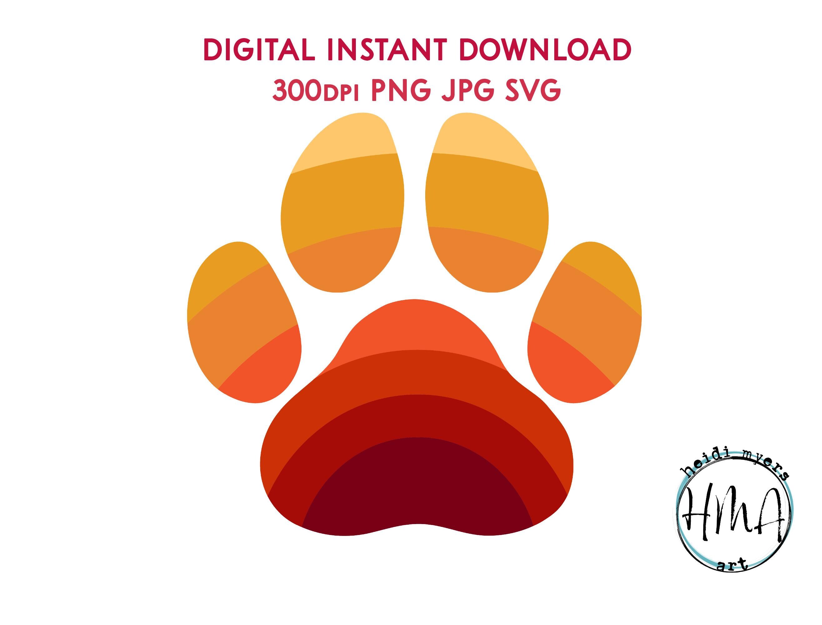 Paw Print Fall Colors Svg Png Jpg Rich Shades of Red Orange & Yellow ...