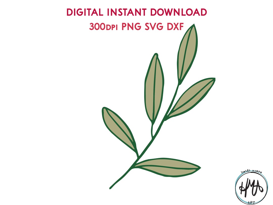 Leaf Sprig in Light Olive Green Digital Instant Download 300dpi PNG SVG ...