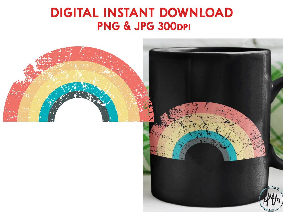 Distressed Rainbow PNG JPG, 80s Beach Vibe, Rainbow Tshirt Design ...