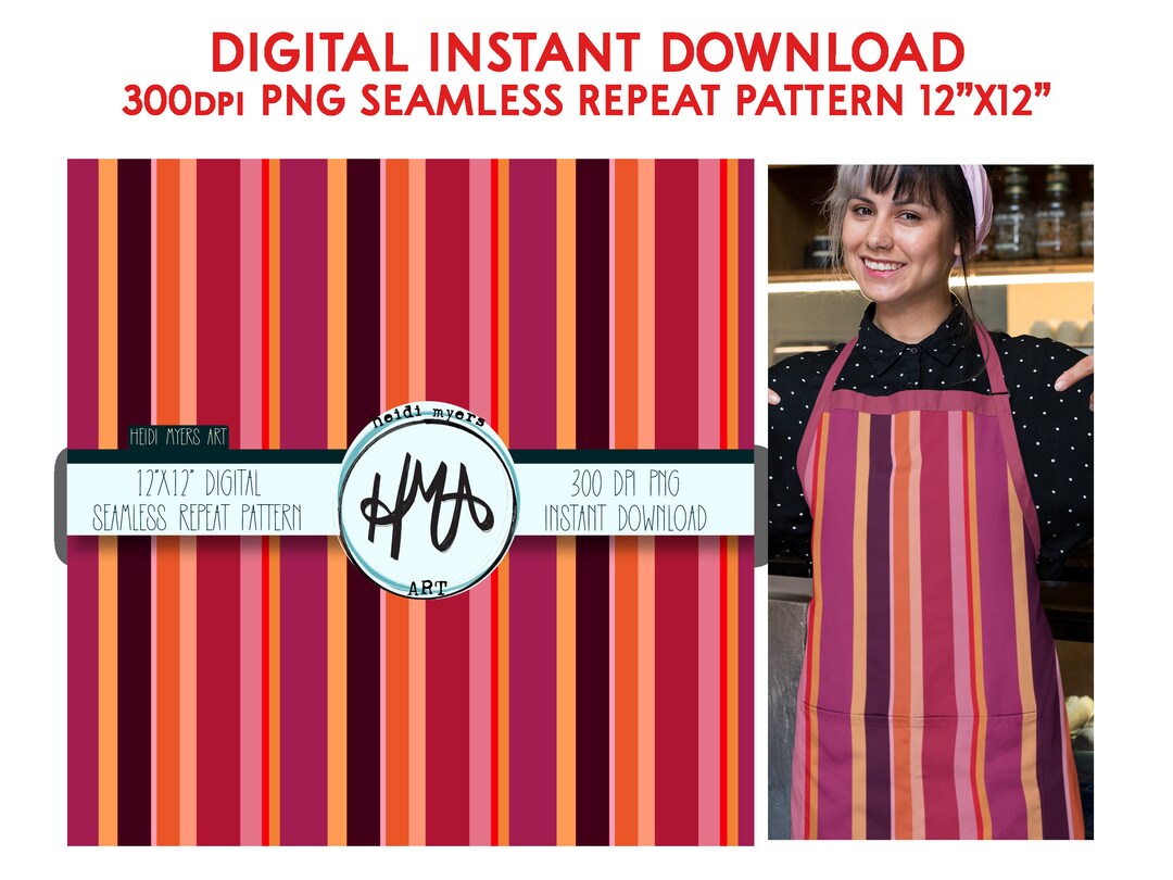 Autumn Maple Stripe Digital Seamless Repeat, 12x12 300dpi PNG, Instant ...