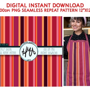 Autumn Maple Stripe Digital Seamless Repeat, 12x12 300dpi PNG, Instant ...