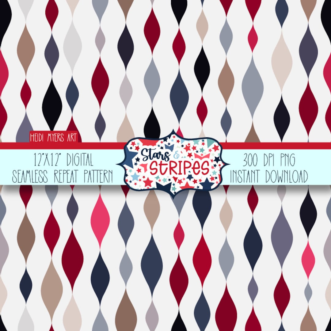 Americana Red White & Blue Streamers Digital Seamless Repeat ...