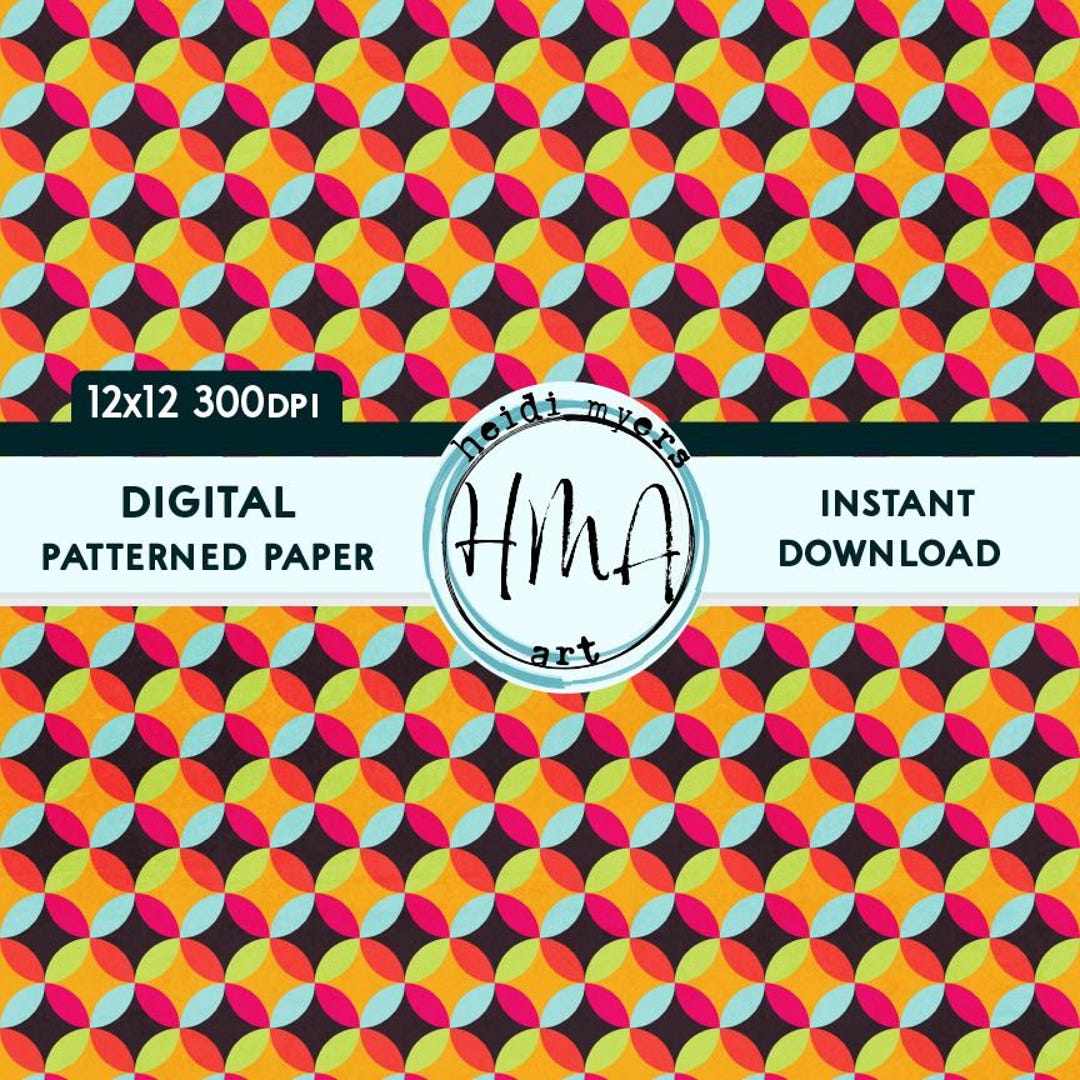 Interlocking Circles Digital Seamless Repeat in Bright Fall Colors Also ...