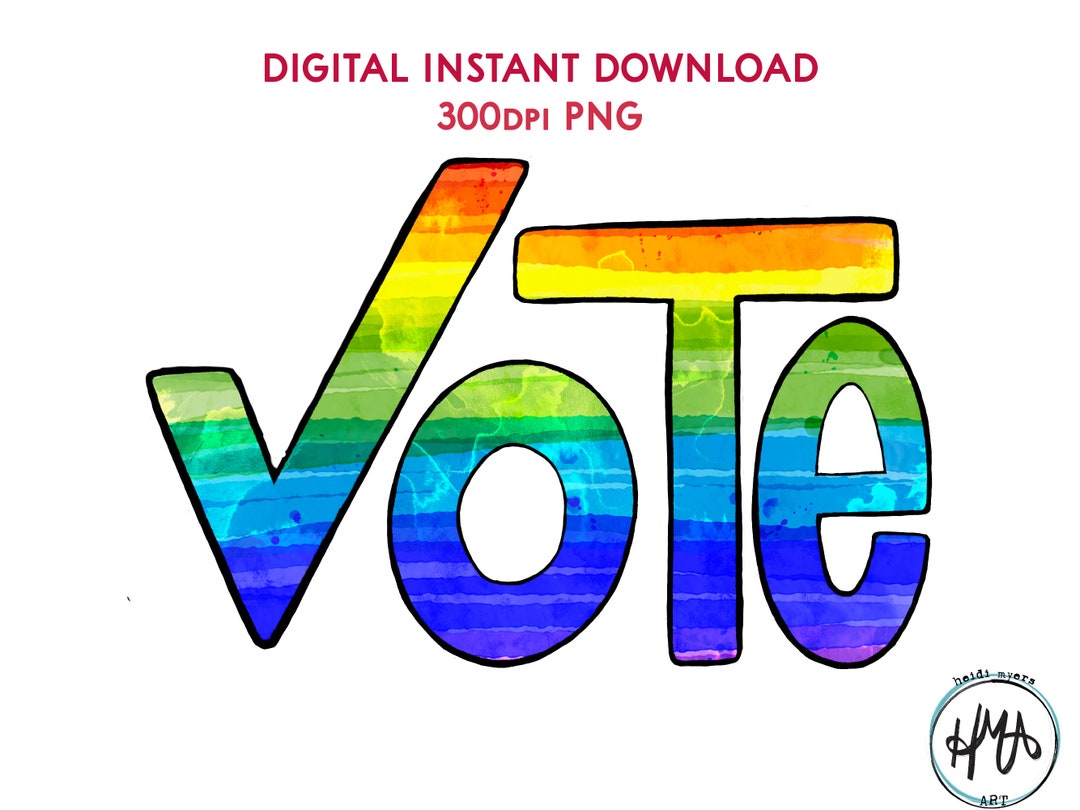 Vote Watercolor Rainbow No Fill PNG Sublimation Print Clipart Stickers ...