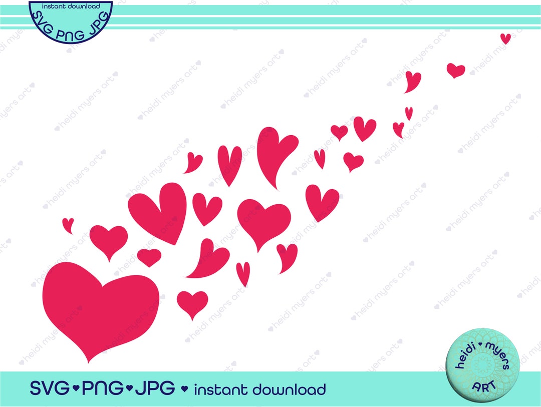 Heart Scatter Hand Drawn SVG/PNG/JPG, Heart Line Art,heart T-shirt ...