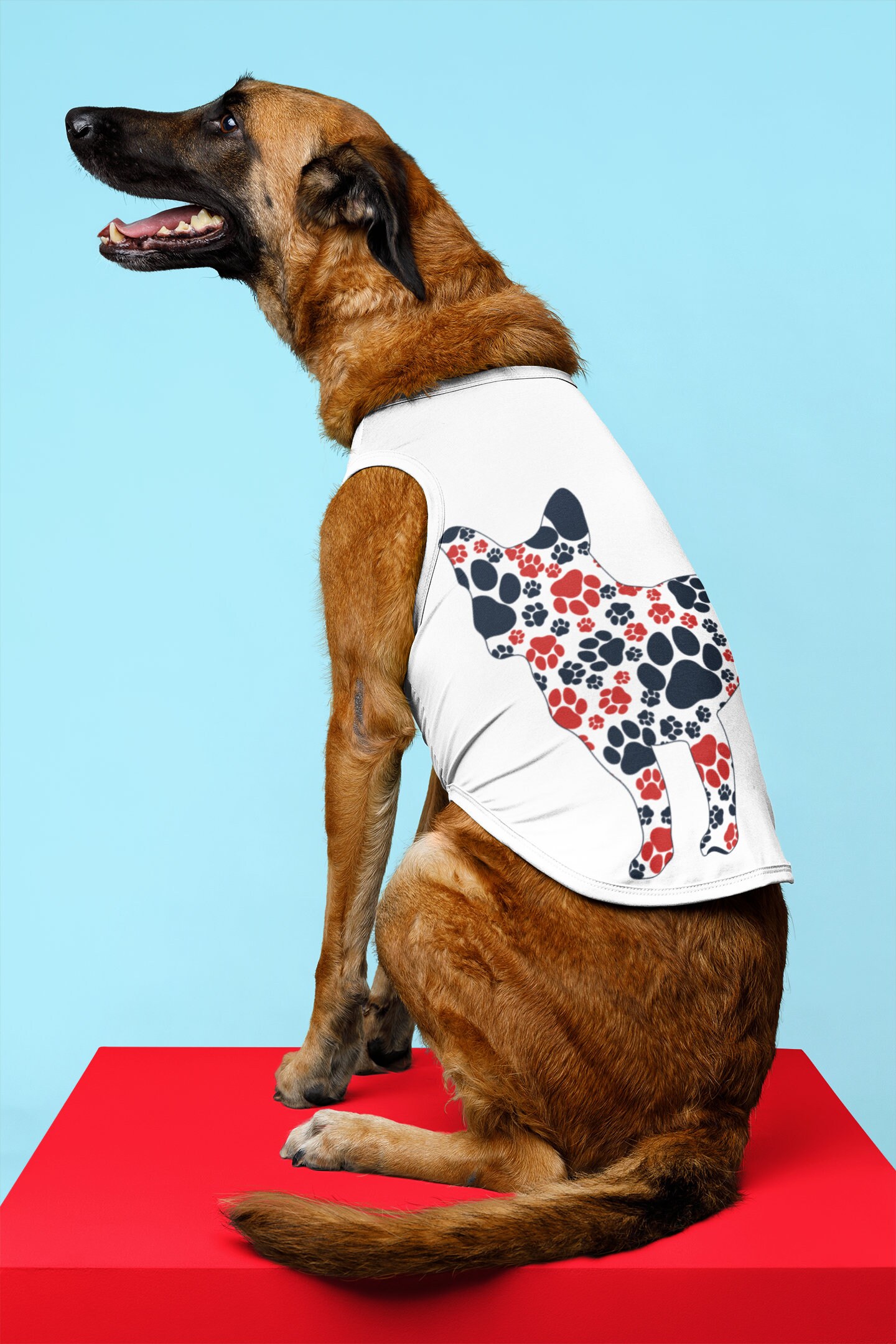 Pug/frenchie Red White & Blue Paw Print Scatter Pattern PNG Great 4 ...