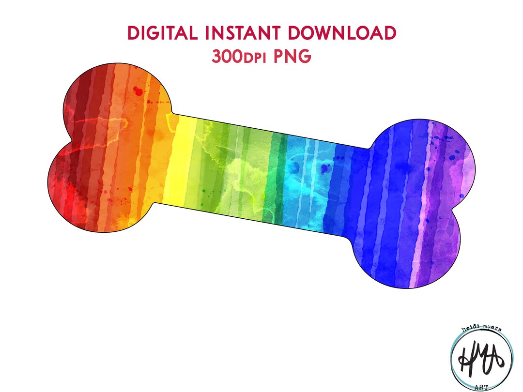 Dog Bone Watercolor Rainbow Pattern PNG Great for Sublimation Printing ...