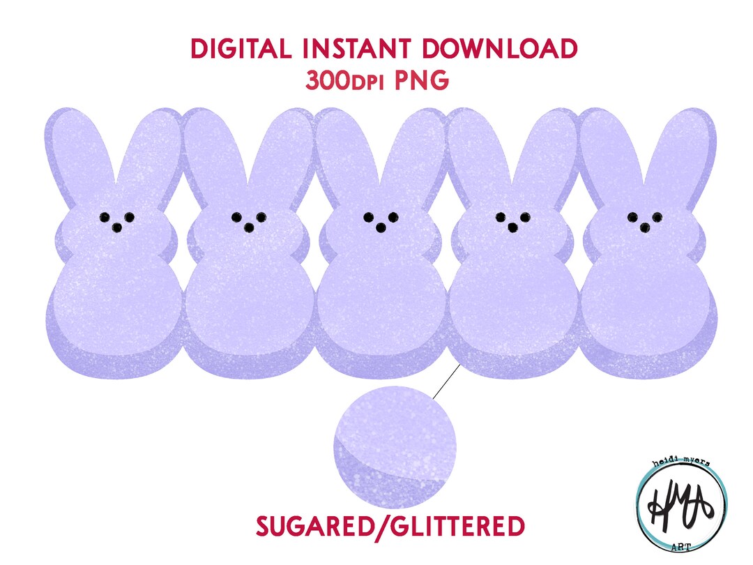Sugared Easter Bunny Peeps Clipart, Lilac Glitter Bunnies, 300dpi PNG ...