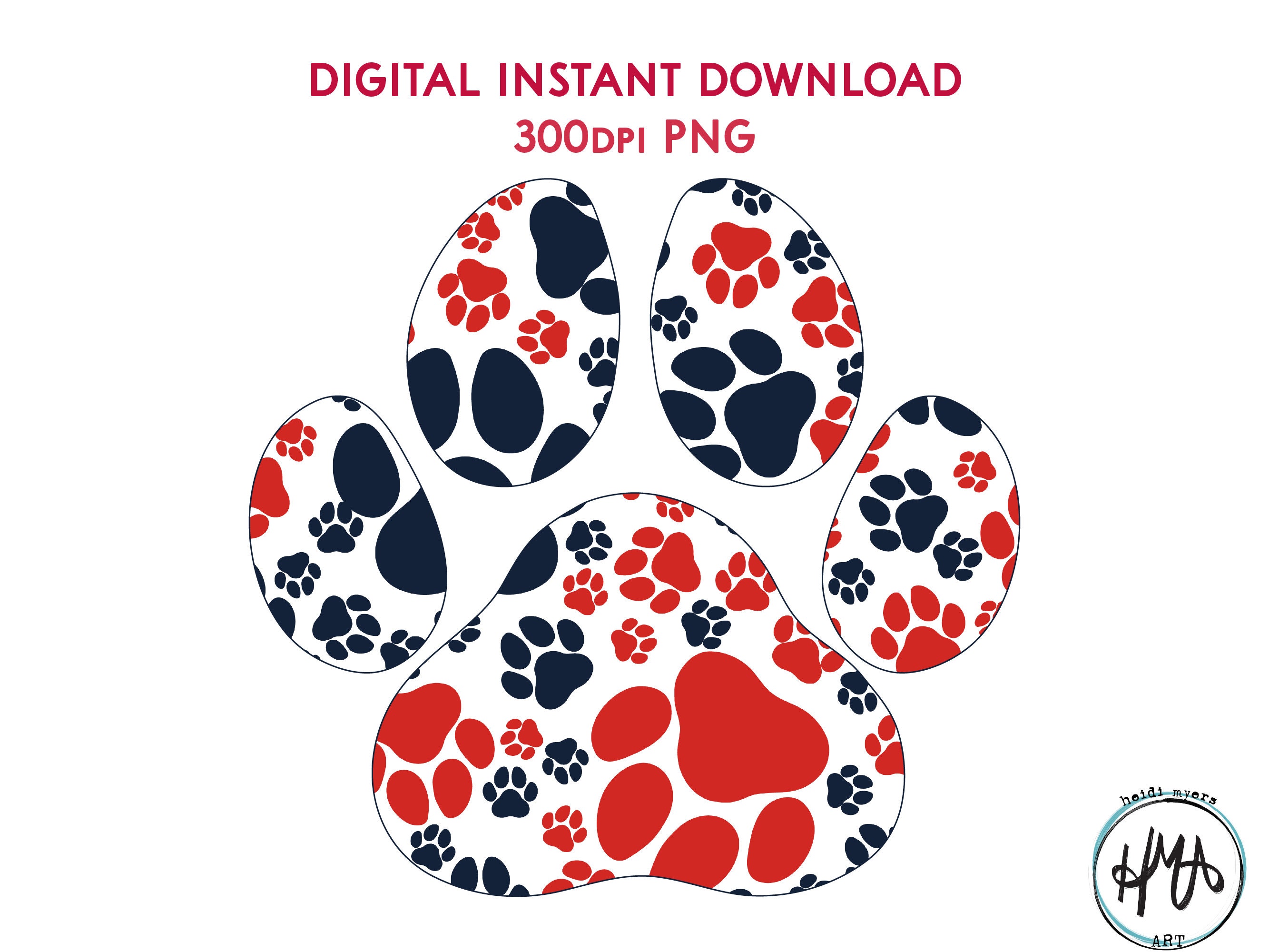 Paw Print Filled W/ Red White & Blue Paw Print Scatter Pattern PNG ...