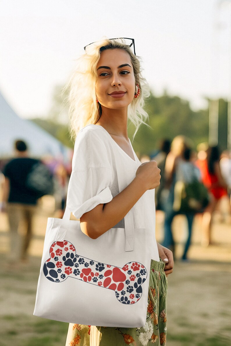 Dog Bone Red White & Blue Paw Print Scatter Pattern PNG Great for ...