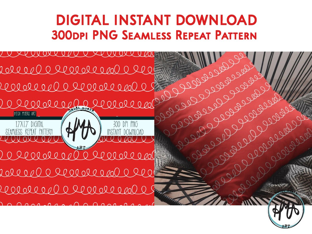 Red Loopy Doodle Lines Digital Seamless Repeat 12x12 300dpi - Etsy