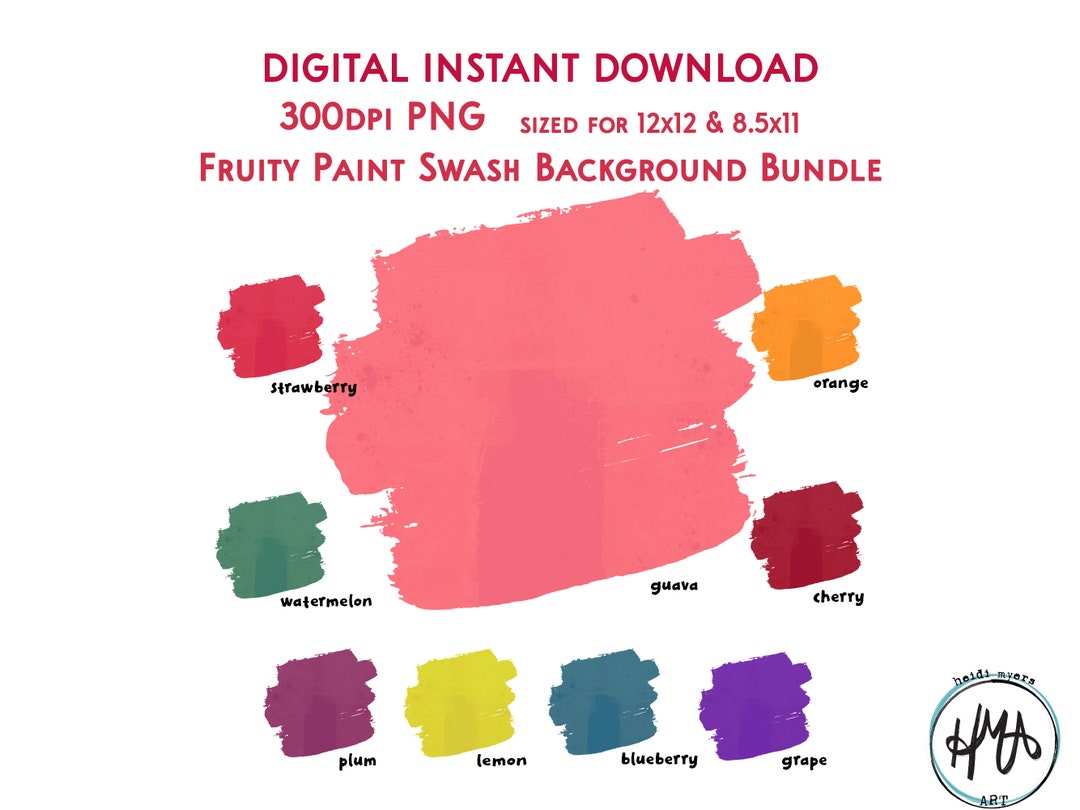 Colorful PNG Bundle for Crafting Paint Swash Backgrounds 9 Fruity ...
