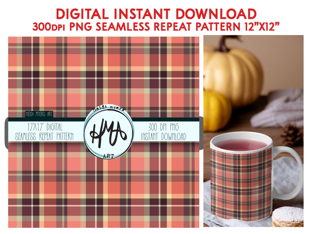 Boho Fall Plaid Digital Seamless Repeat, 12x12 300dpi PNG, Instant ...