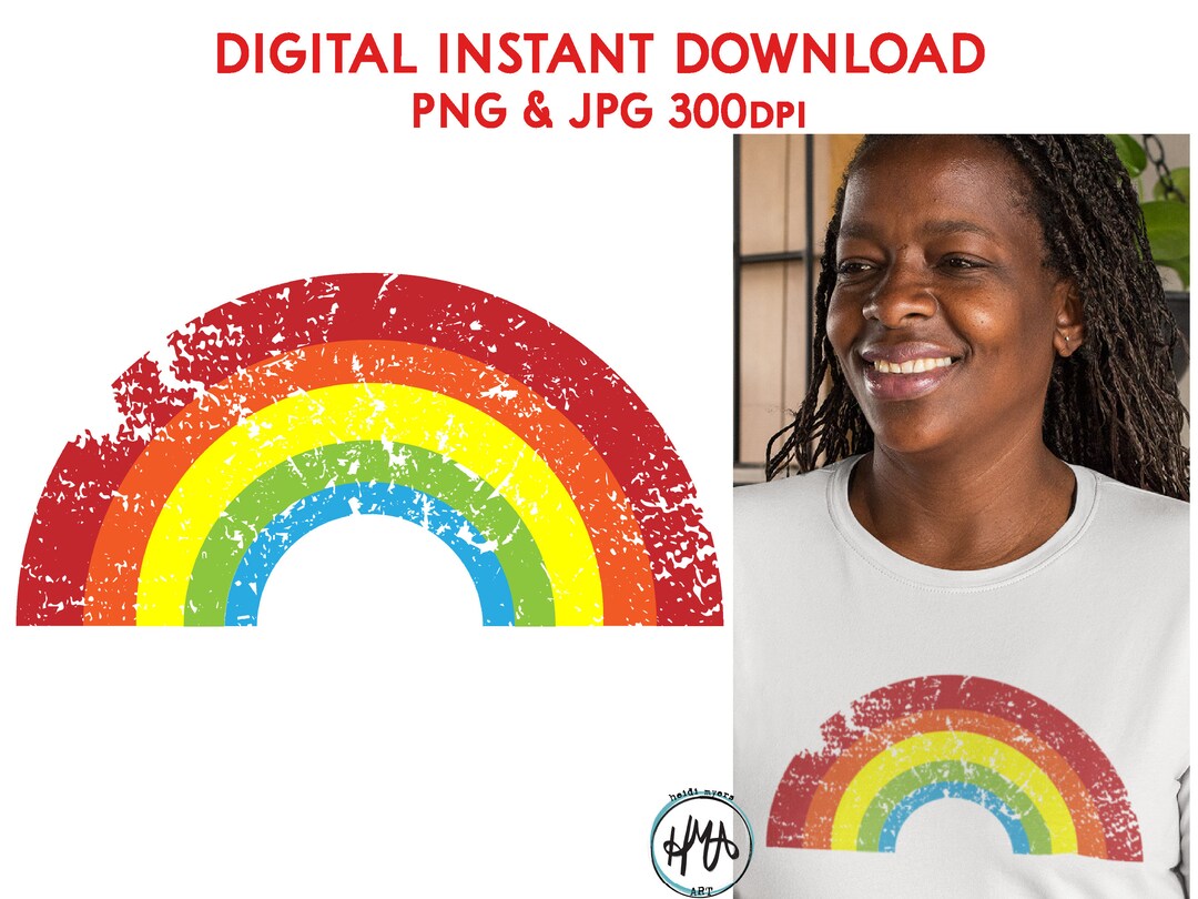 Distressed Rainbow PNG JPG, Rainbow Tshirt Design, Distress Tshirt ...