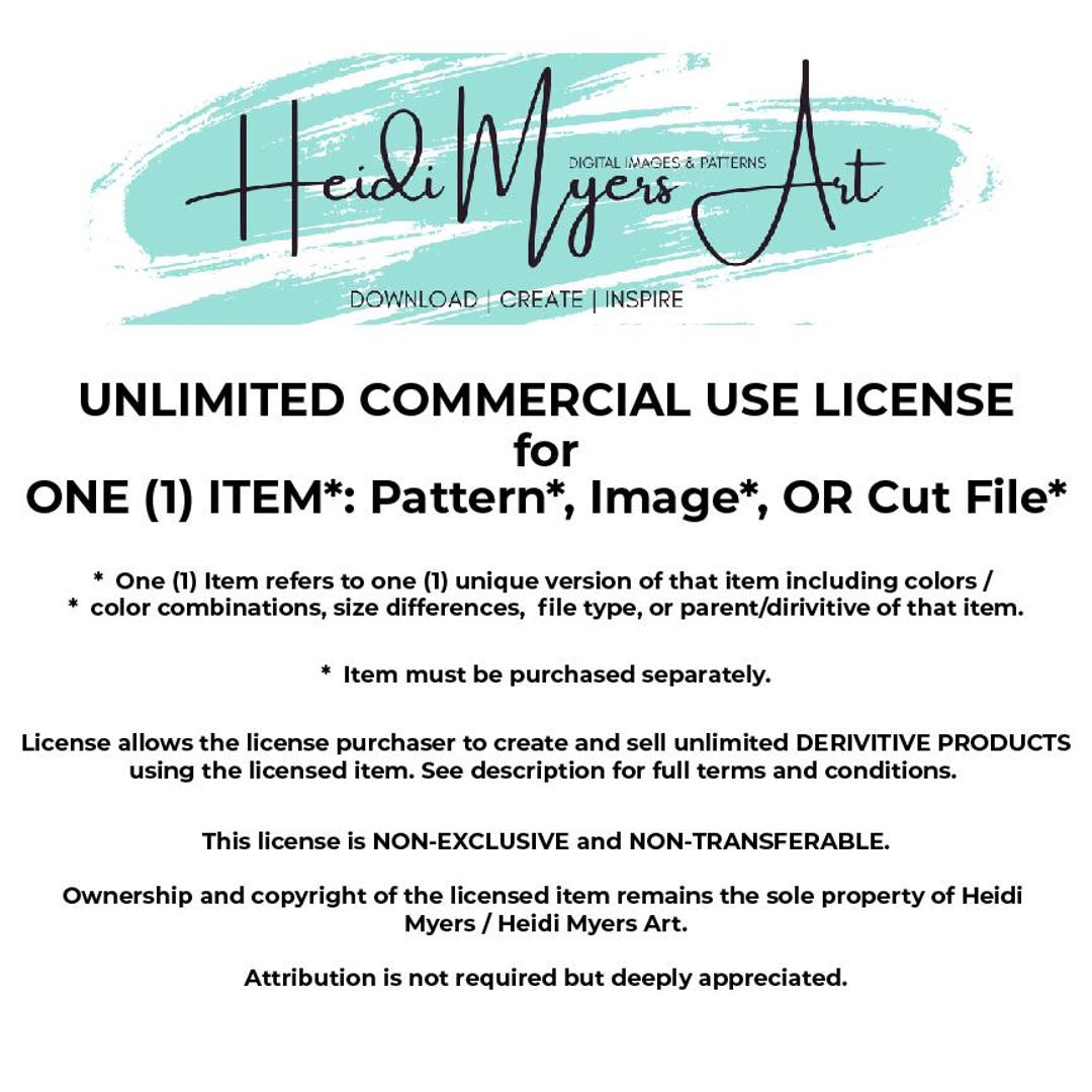 Unlimited Commercial Use License for ONE DESIGN From Heidi Myers Art ...