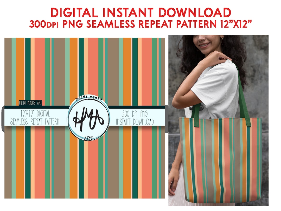 Autumn Twilight Stripe Digital Seamless Repeat, 12x12 300dpi PNG ...