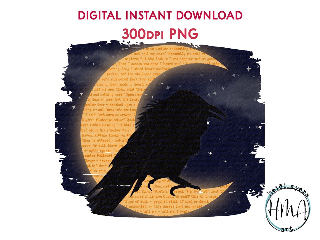 Raven Moon Night Sky Nevermore PNG Square Swatch the Raven by Edgar ...
