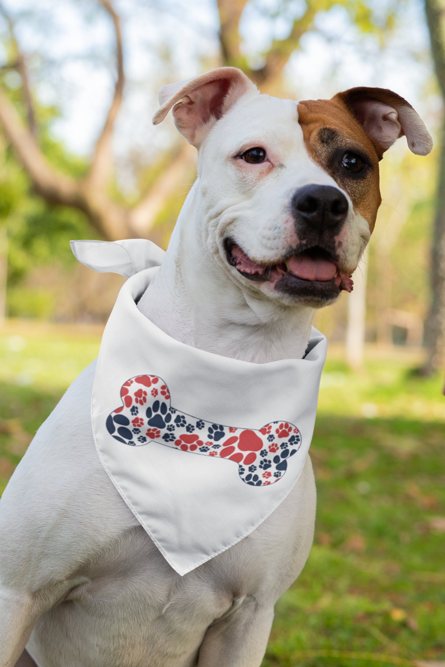 Dog Bone Red White & Blue Paw Print Scatter Pattern PNG Great for ...
