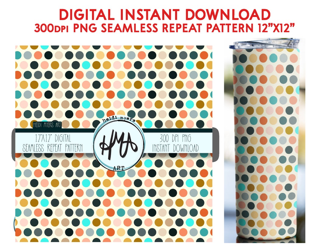 Fall Flowers Polka Dot Digital Seamless Repeat, 12x12 300dpi PNG ...