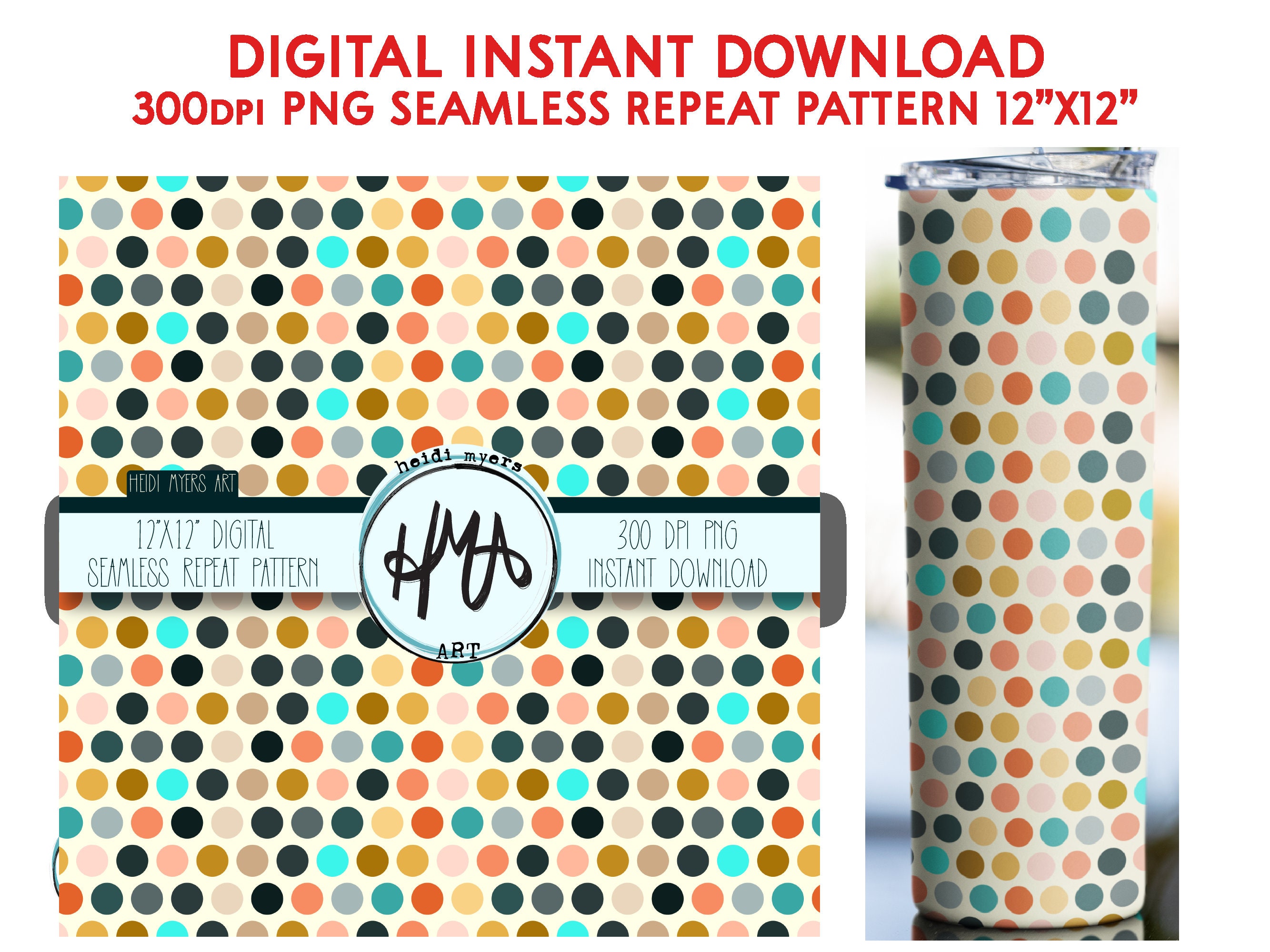 Fall Flowers Polka Dot Digital Seamless Repeat, 12x12 300dpi PNG ...