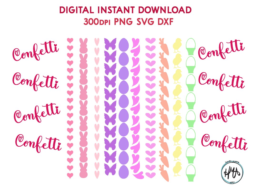 Easter Confetti SVG DXF SVG Shaker Cards Table Scatter Basket & Egg ...