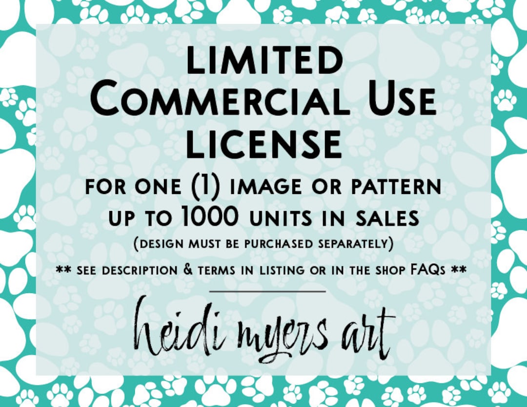 Limited Commercial Use License for ONE DESIGN From Heidi Myers Art Etsy ...