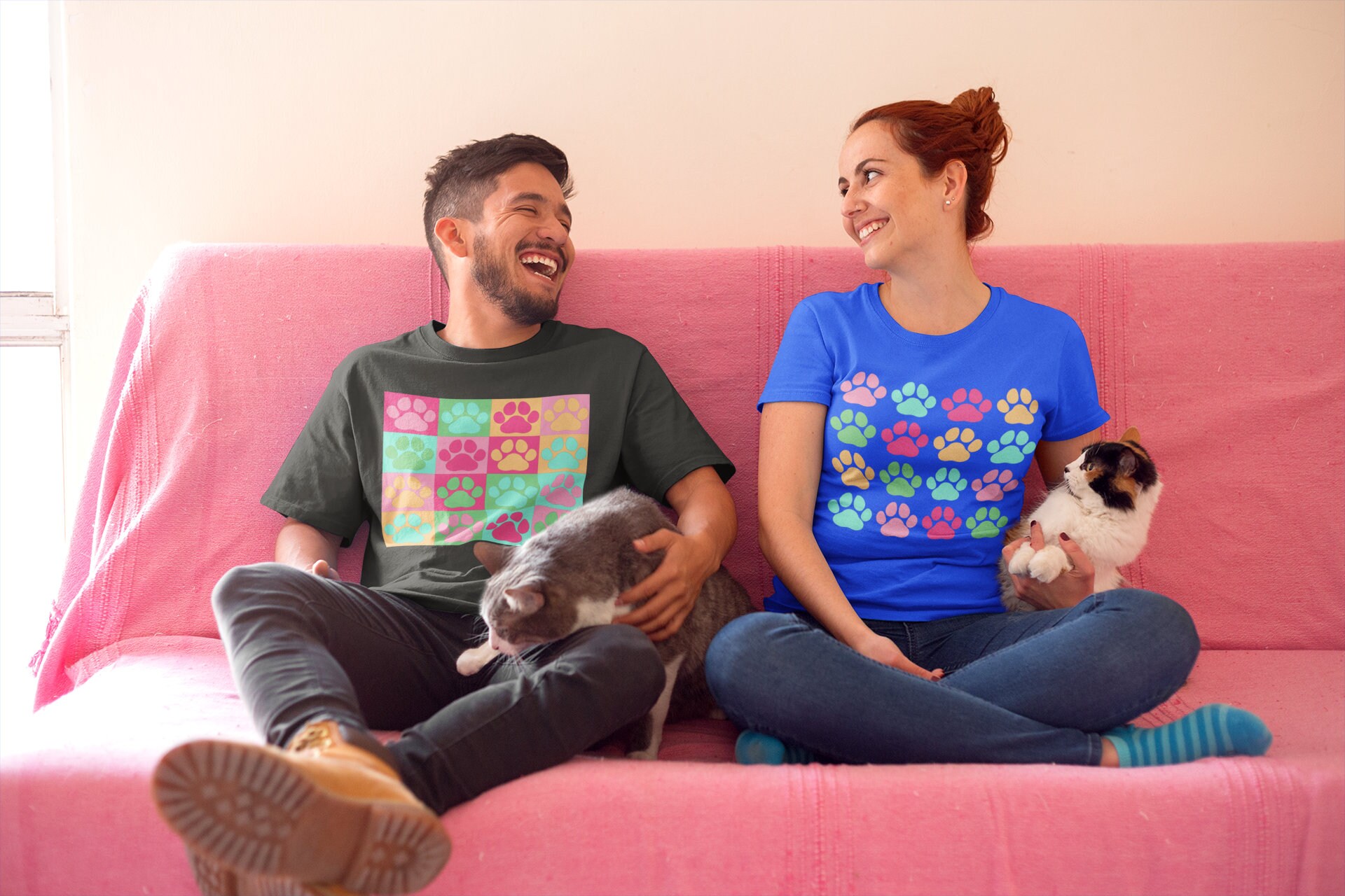 Paw Print Grid SVG/PNG/JPG Tropical Colors Paw Print Tshirt - Etsy