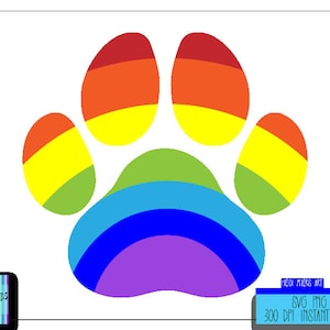 Rainbow Paw Print Svg Png Jpg, Rainbow Tshirt Design, Paw Print Tshirt ...