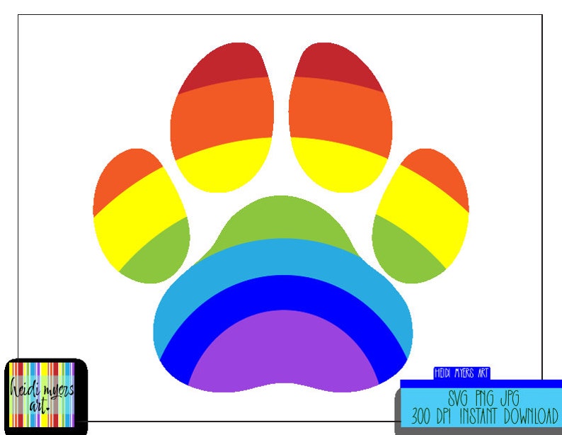 Rainbow Paw Print Svg Png Jpg, Rainbow Tshirt Design, Paw Print Tshirt ...
