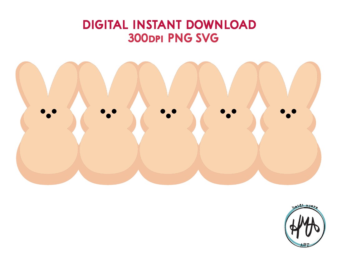 Easter Bunny Peeps PNG & SVG Clipart, Pastel Orange, 300dpi Instant ...
