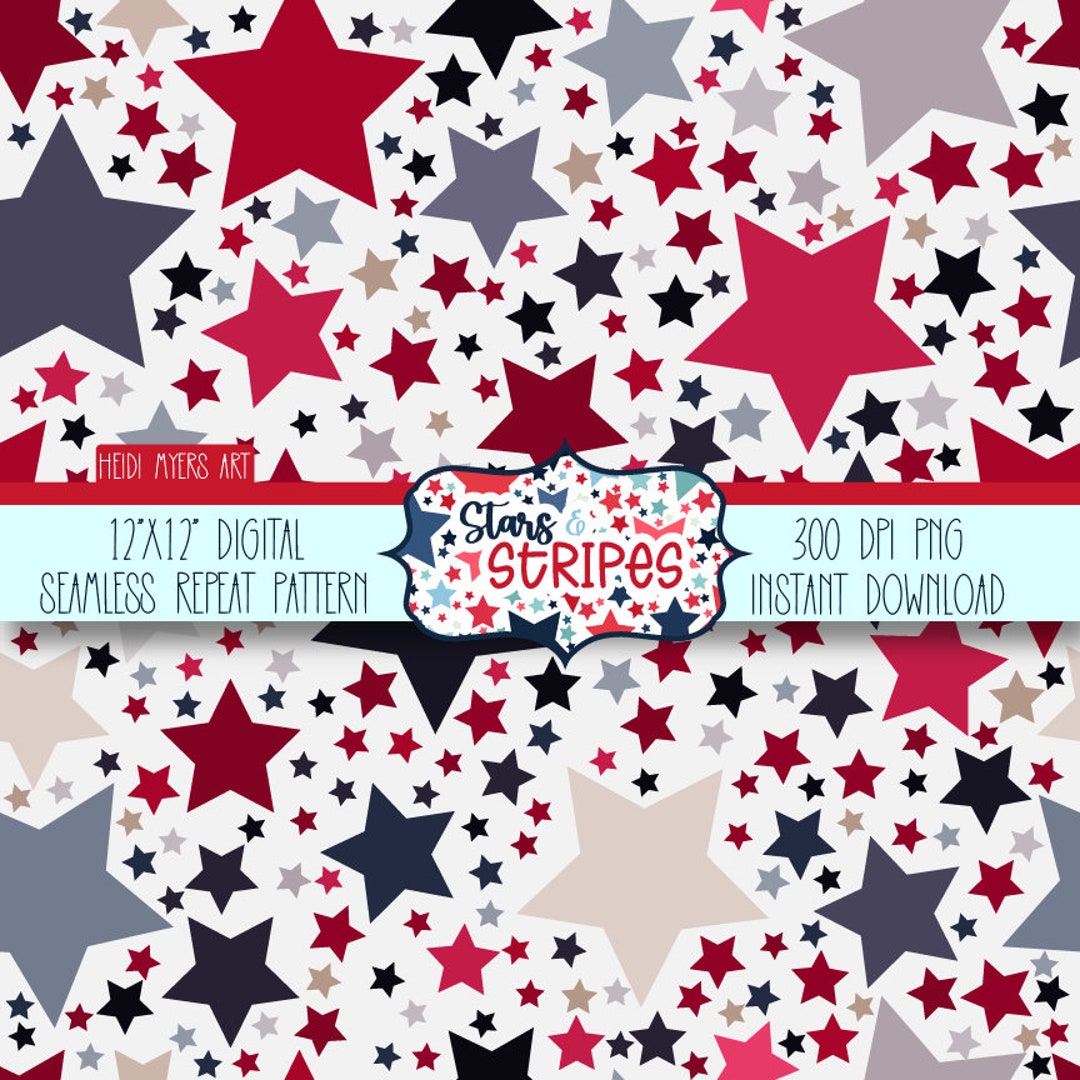 Americana Stars Red White & Blue Digital Seamless Repeat, Sophisticated ...