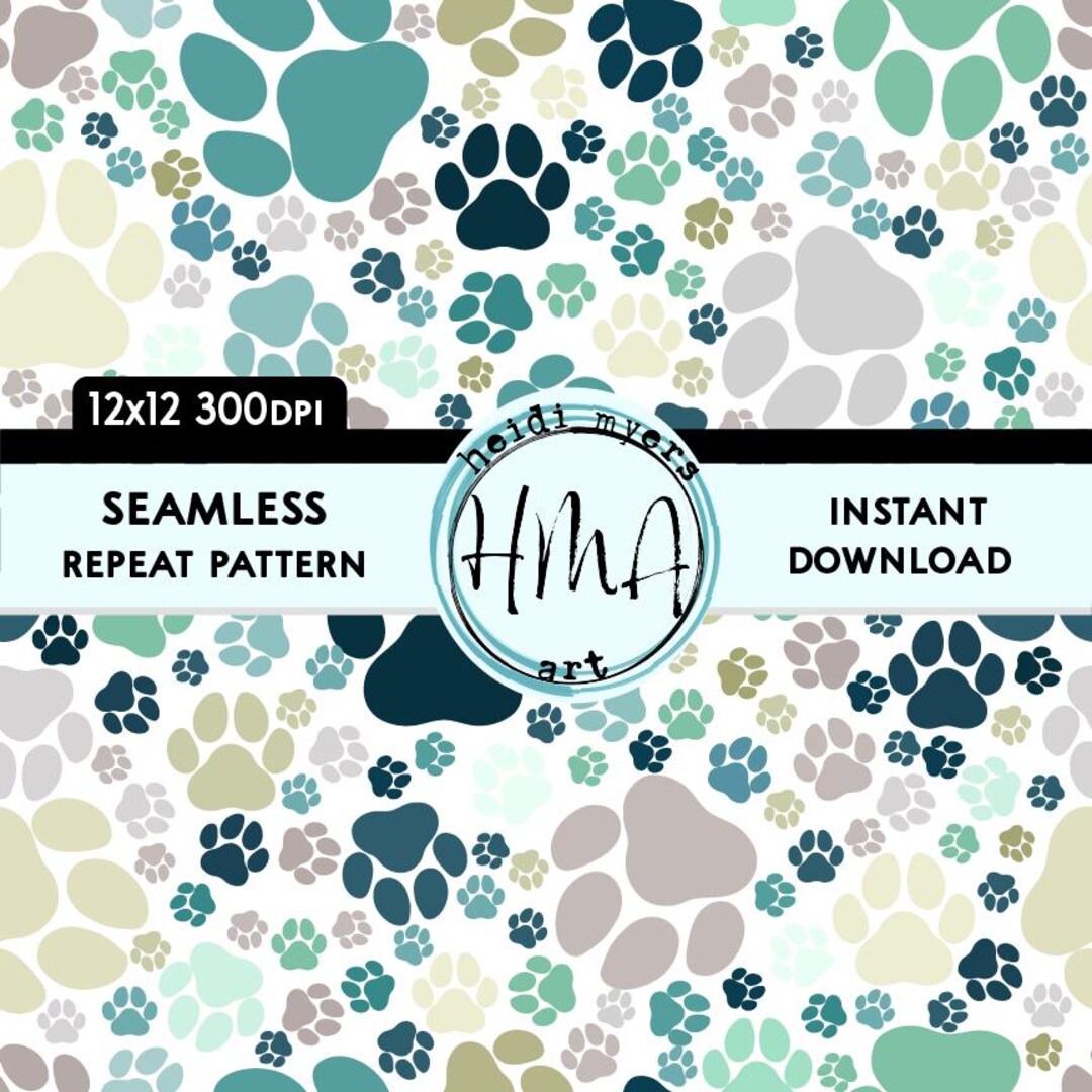 Sublime Paw Print Pattern, Misty Morning Palette, Printable PNG for DIY ...