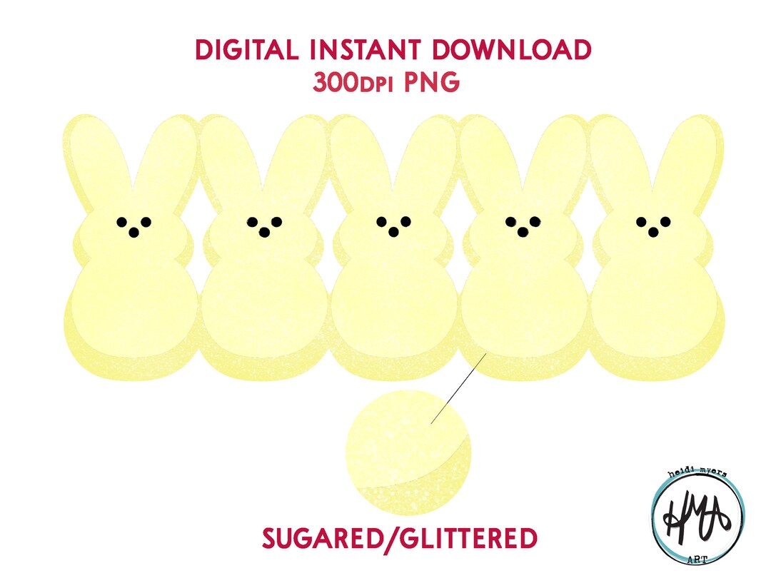 Sugared Easter Bunny Peeps Clipart, Yellow Glitter Bunnies, 300dpi PNG ...