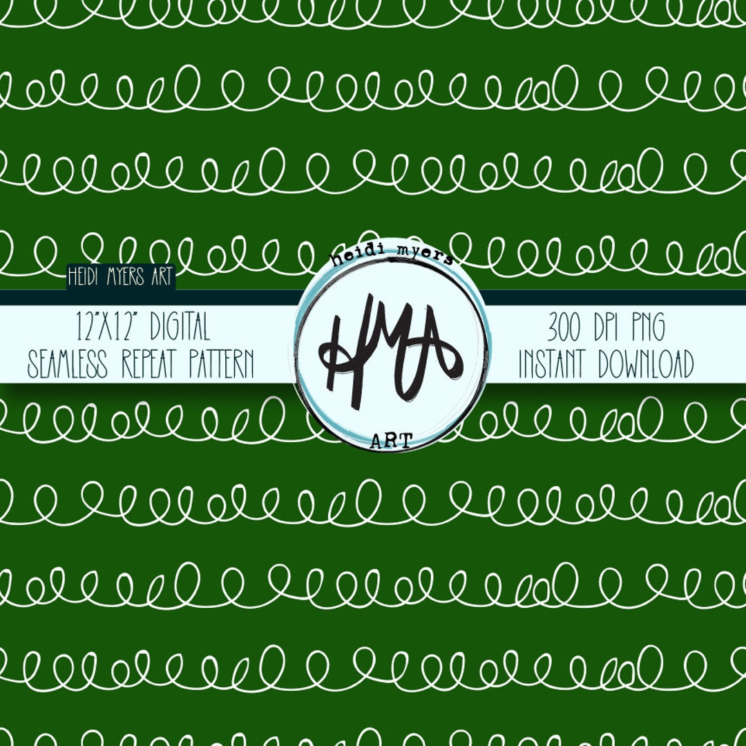 Green Loopy Doodle Lines Digital Seamless Repeat 12x12 300dpi PNG ...