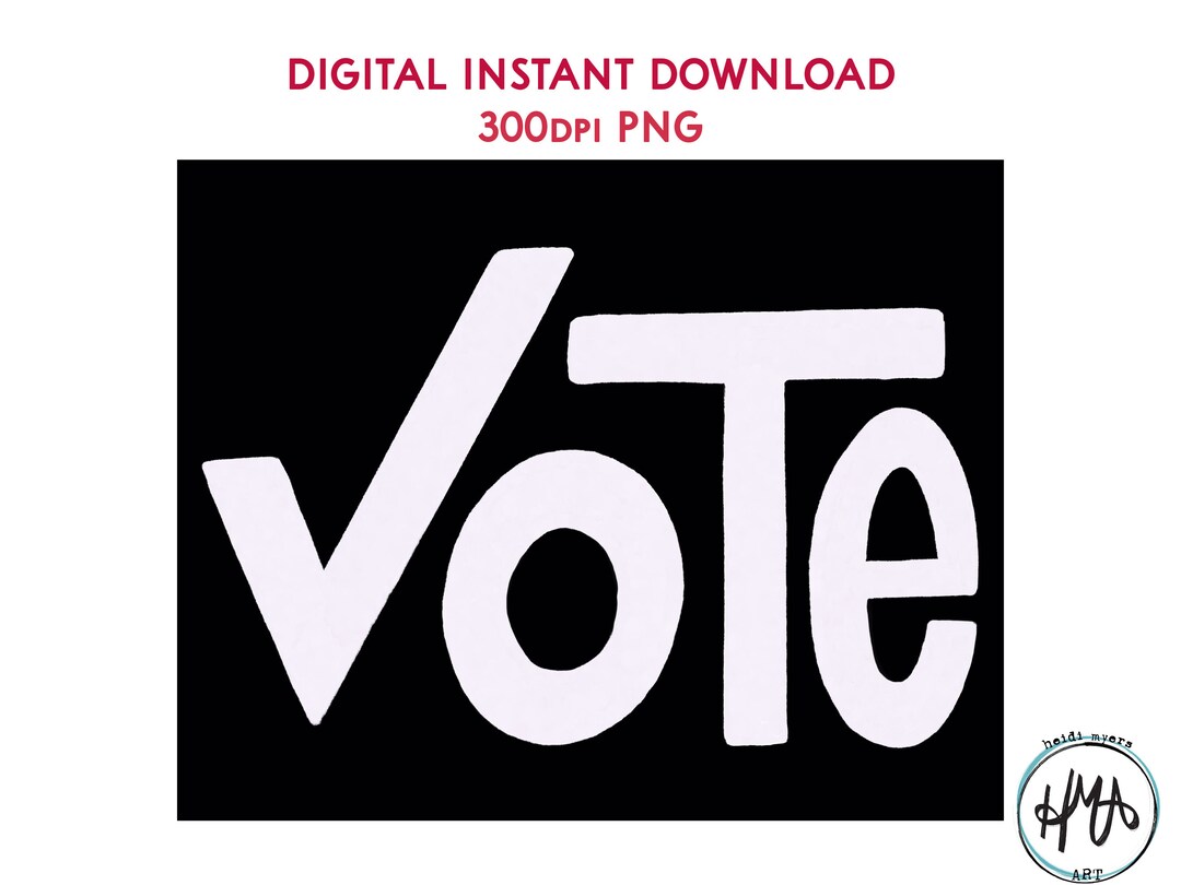 Vote Hand Drawn White on Black PNG Sublimation Print Clip Art Stickers ...
