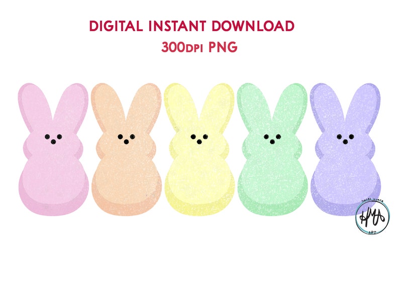 Sugared Easter Bunny Peeps Clipart, Pastel Glitter Bunnies, 300dpi PNG ...