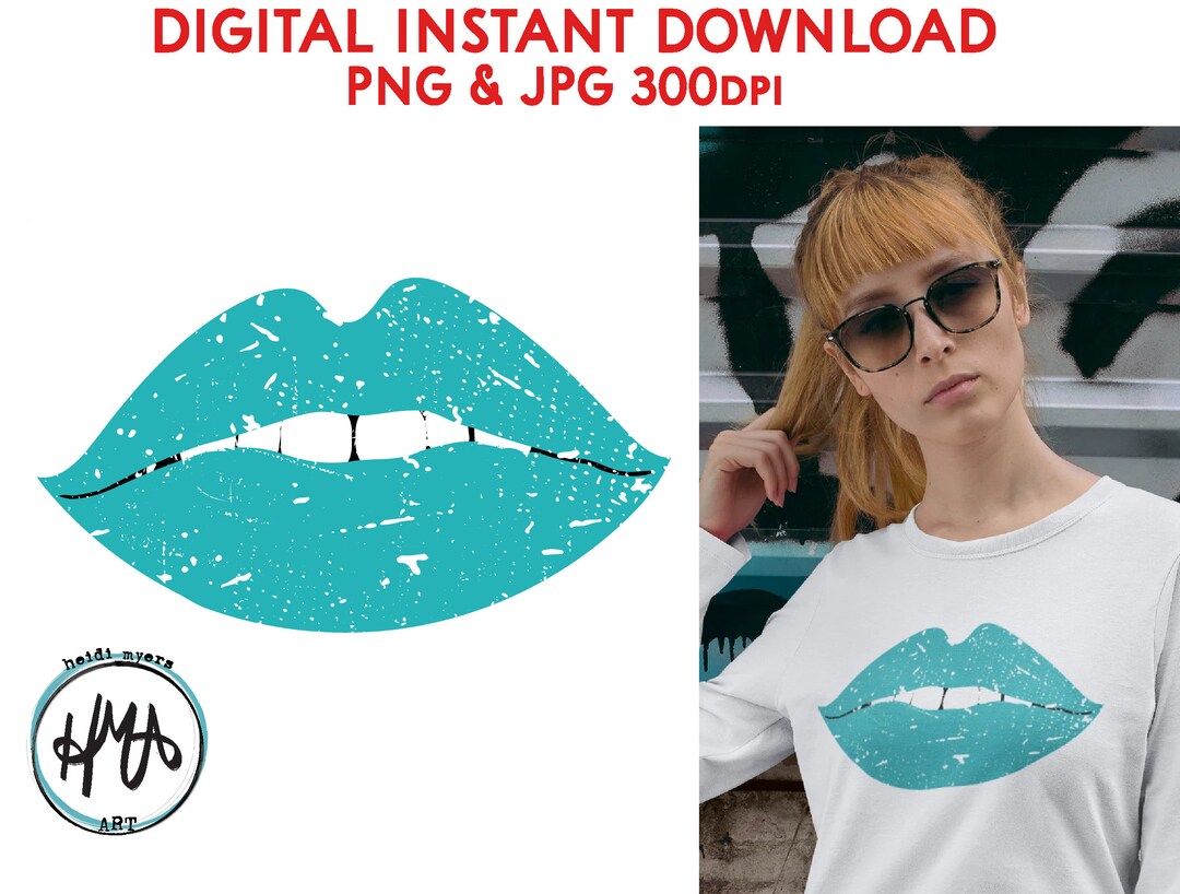 Distressed Teal Lips Png Jpg, Distressed Teal Lips Clip Art for Tshirts ...