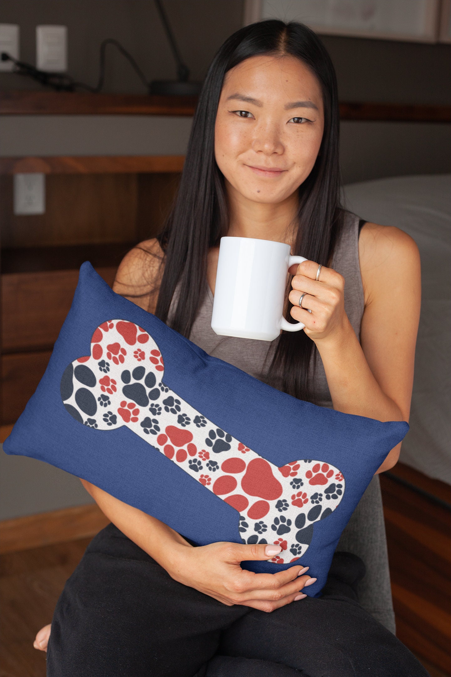 Dog Bone Red White & Blue Paw Print Scatter Pattern PNG Great for ...